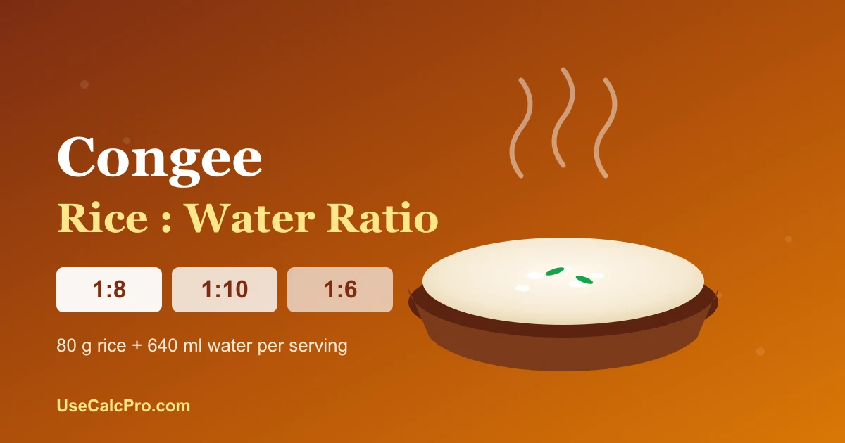 Congee Rice to Water Ratio: The Complete Chart (2026 Guide) | UseCalcPro